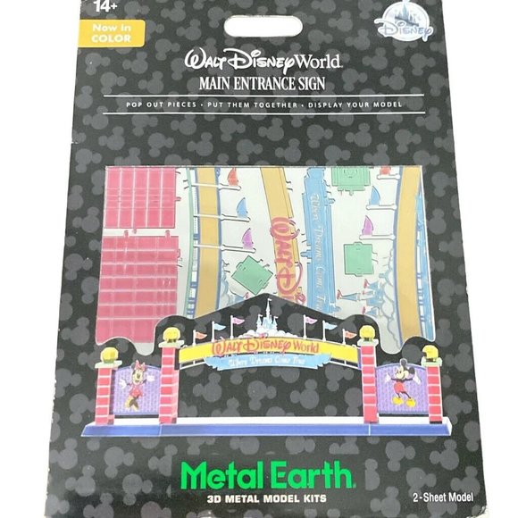 Disney | Accents | Disney World Main Entrance Sign Metal Earth 3d Metal ...
